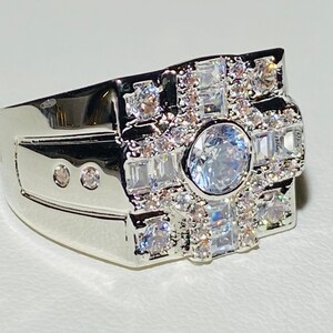 Men's Ice Out Ring,silver 5X Layered Diamond Cz Ring, Designer Big Ring ...