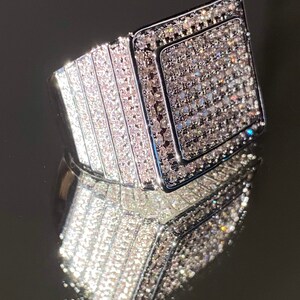 Men's Ice Out Ring,silver 5X Layered Diamond Cz Ring, Designer Big Ring ...