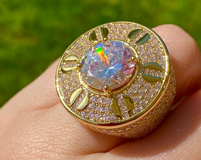 Men's Ice Out Ring 14k Gold 5X Layered Diamond Cz Ring - Etsy Canada