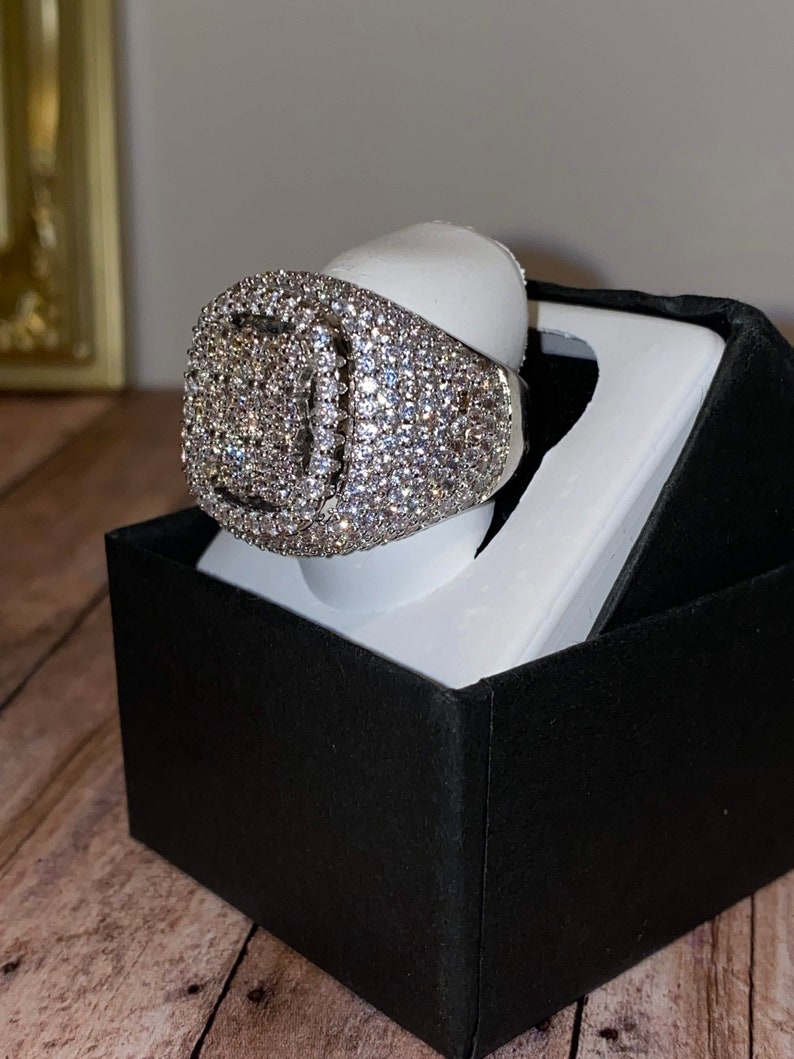 Men's Ice Out Ring Silver 5X Layered Diamond Cz Ring - Etsy