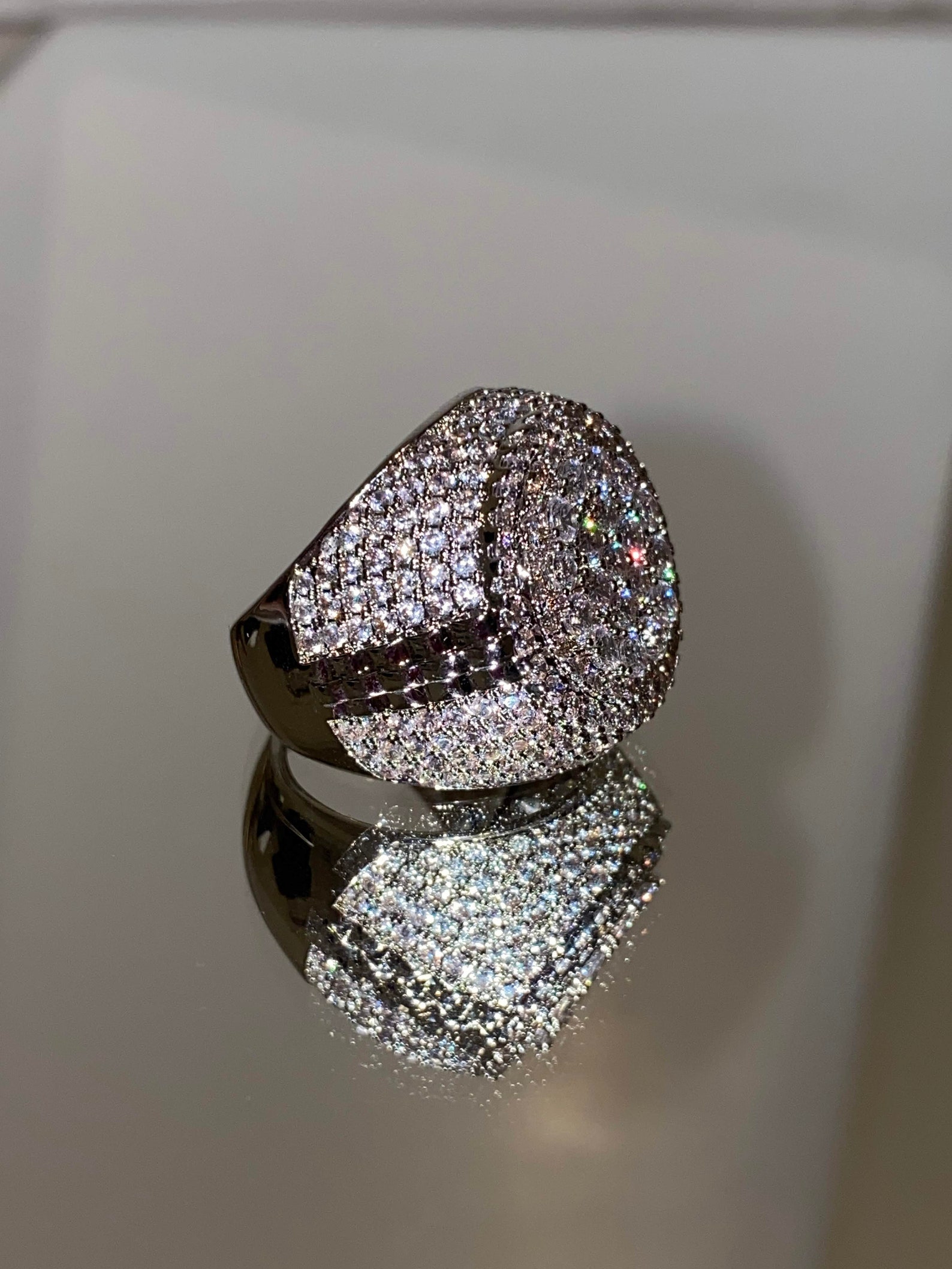 Men's Ice Out Ring Silver 5X Layered Diamond Cz Ring | Etsy