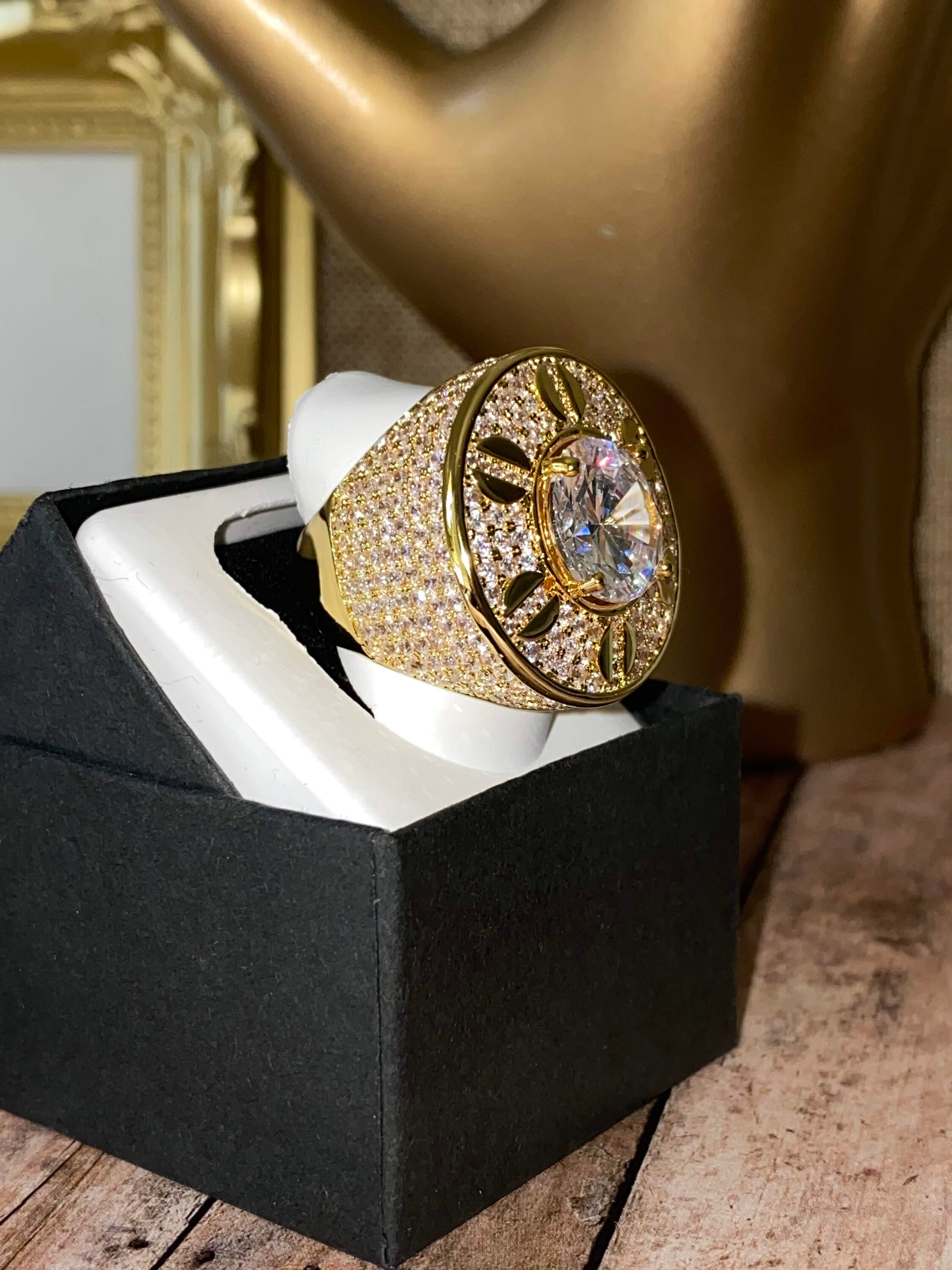 Men's Ice Out Ring 14k Gold 5X Layered Diamond Cz Ring - Etsy Canada