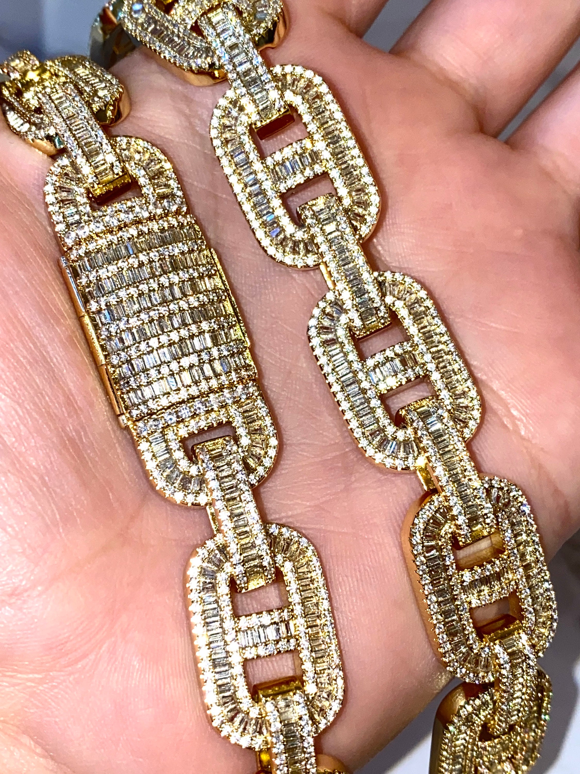 Men's Desginer Link Chain Necklace14k Gold 5X Layered - Etsy