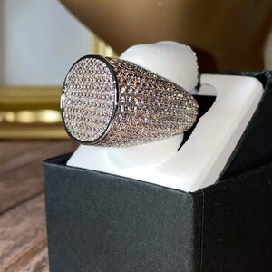 Men's Ice Out Ring, Silver 5X Layered Diamond Cz Ring, Designer Big ...