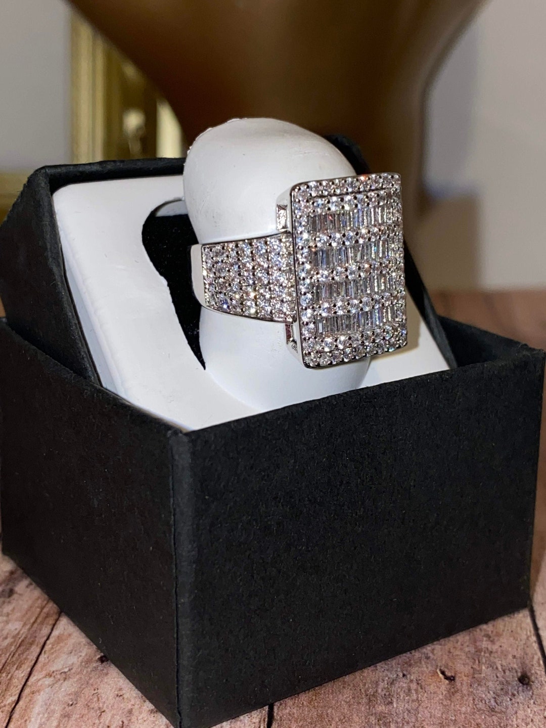 Men's Ice Out Ring Silver 5X Layered Diamond Cz Ring - Etsy