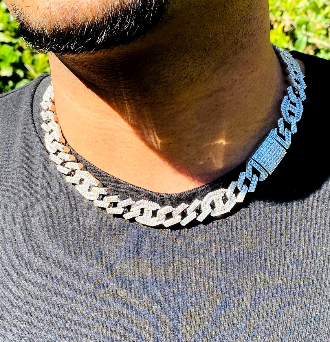 Men's Designer Link Chain Necklace 14K White Gold 5X - Etsy
