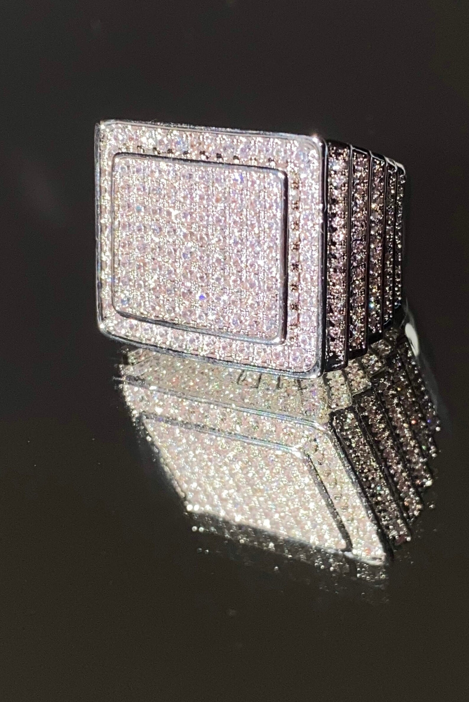 Men's Ice Out Ringsilver 5X Layered Diamond Cz Ring | Etsy