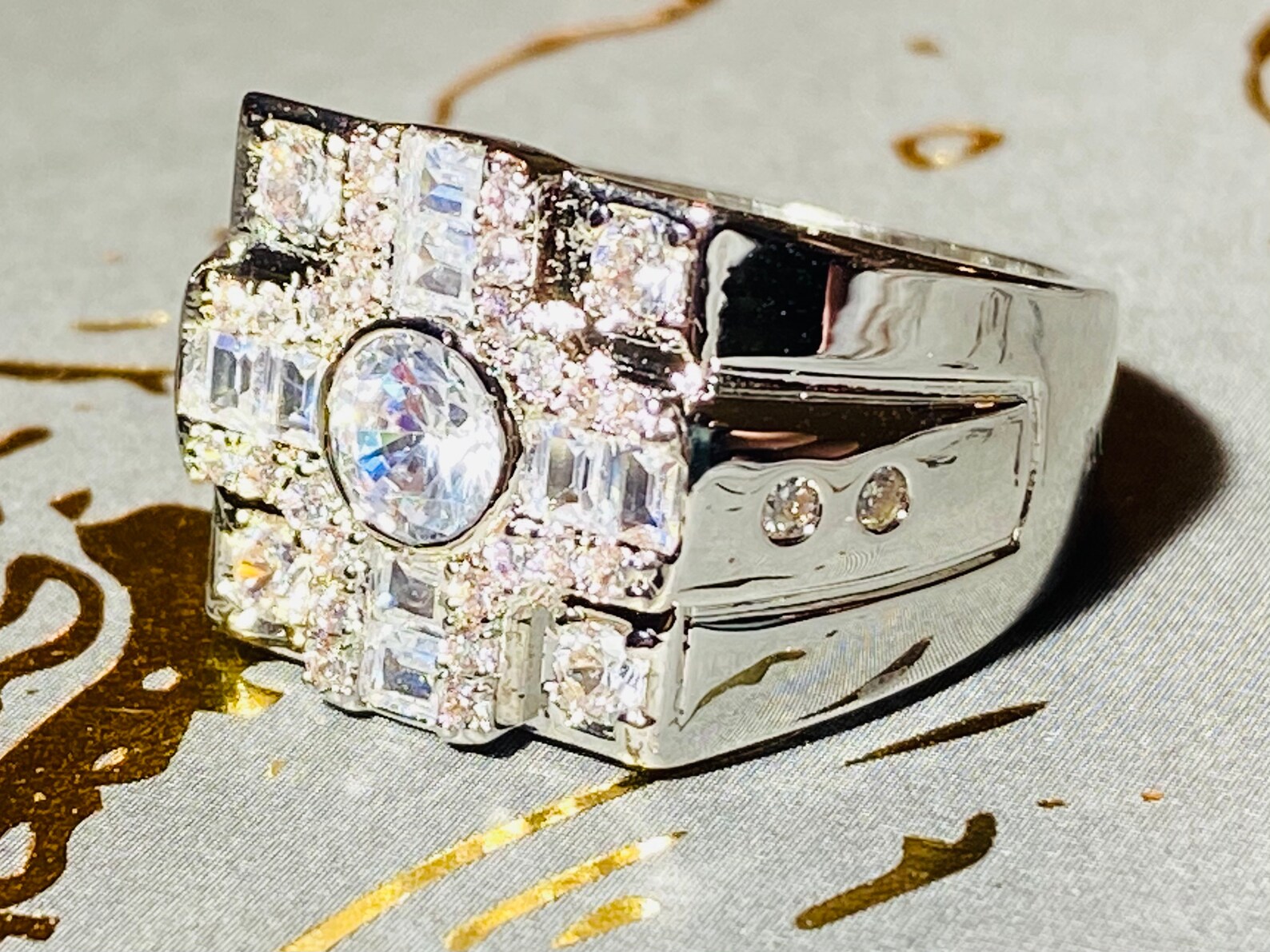 Men's Ice Out Ringsilver 5X Layered Diamond Cz Ring - Etsy