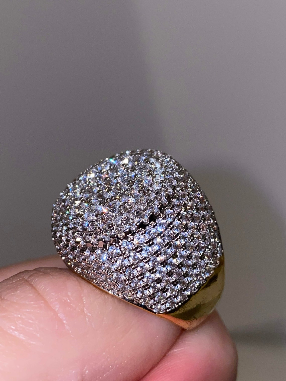 Men's Ice Out Ring14k Gold 5X Layered Diamond Cz Ring - Etsy