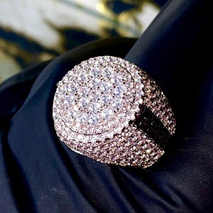 Men's Ice Out Ring, Silver 5X Layered Diamond Cz Ring, Designer Big ...