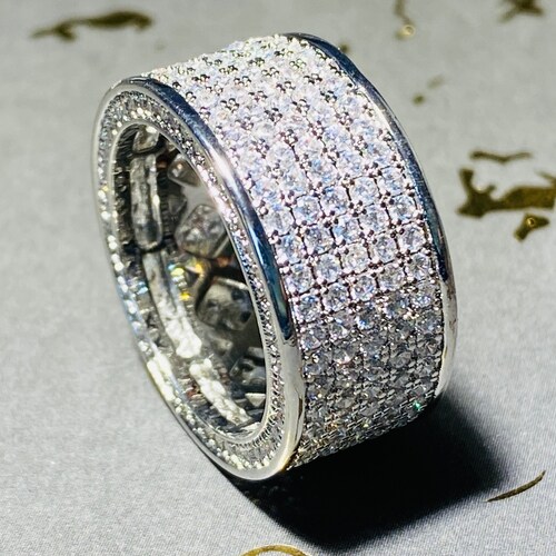 Pinky Men's Ice Out Ring Silver 5X Layered Diamond Cz - Etsy