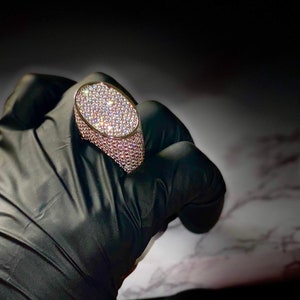 Men's Ice Out Ring, Silver 5X Layered Diamond Cz Ring, Designer Big ...