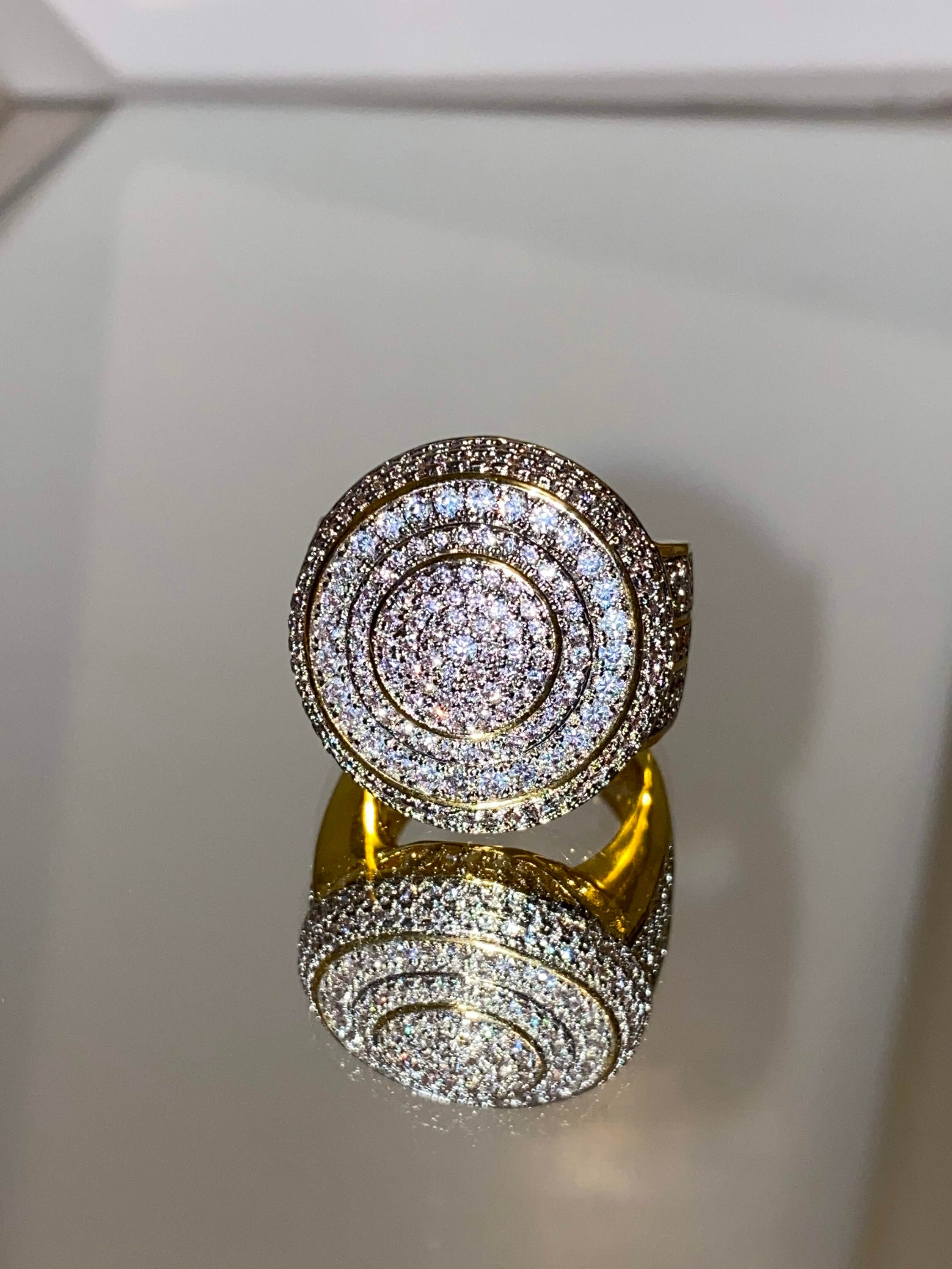 Men's Ice out Ring14k Gold 5X layered Diamond Cz Ring | Etsy