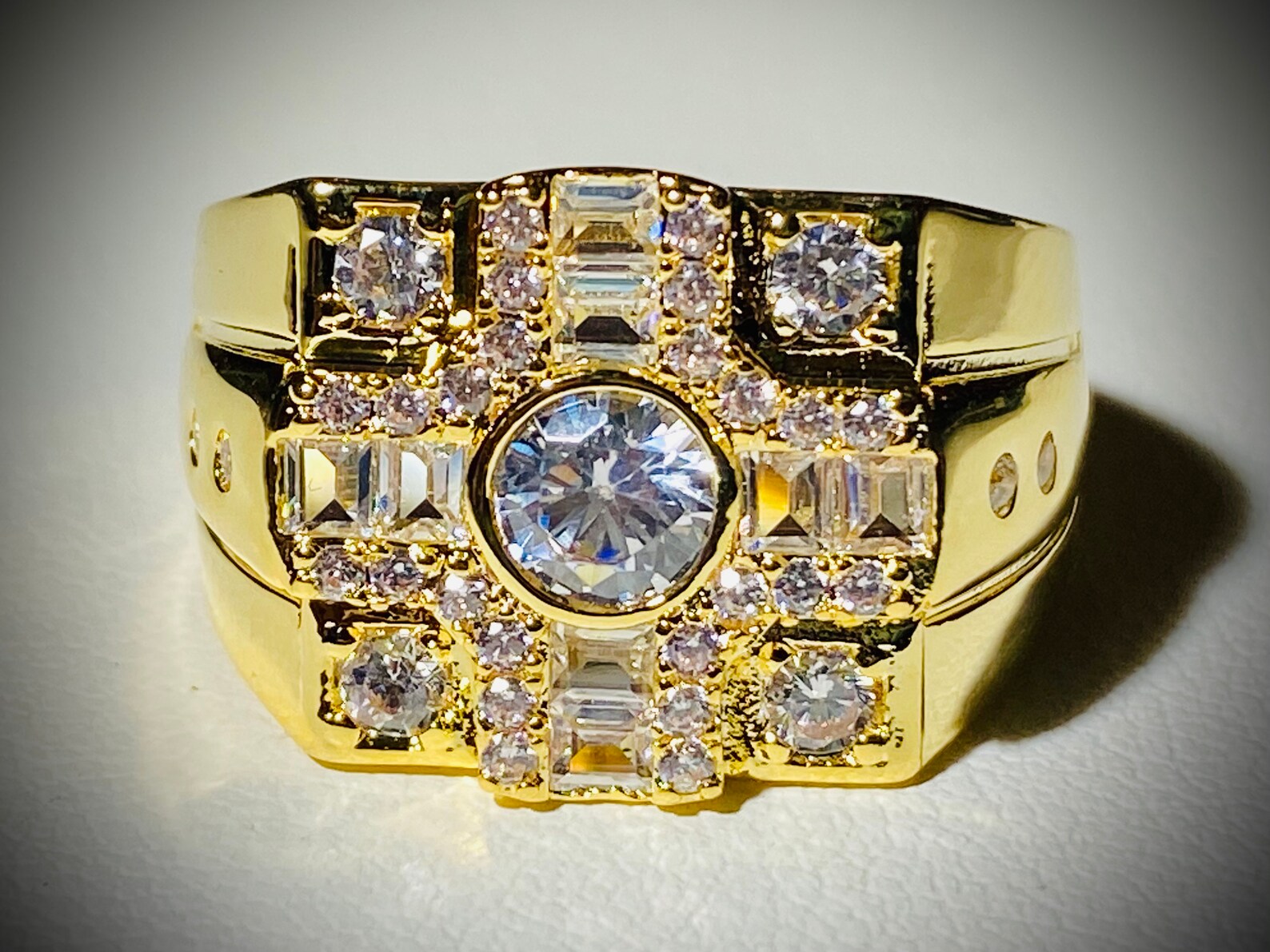 Men's Ice out Ring14k Gold 5X layered Diamond Cz Ring | Etsy