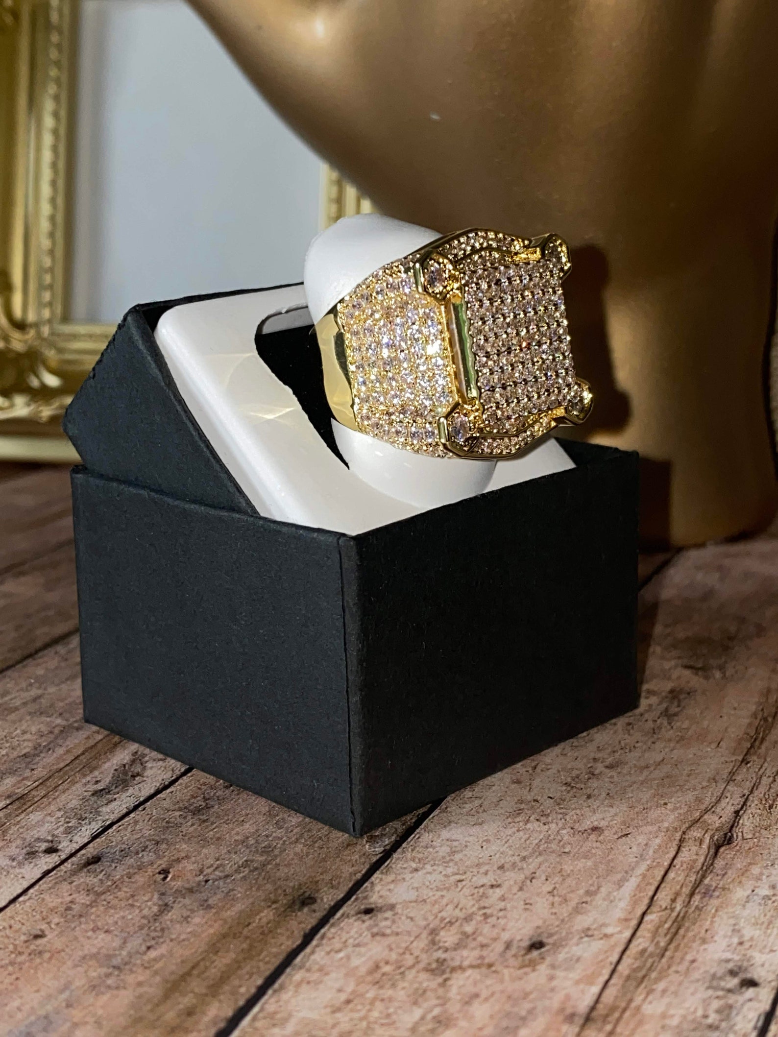 Men's Ice Out Ring 14k Gold 5X Layered Diamond Cz Ring | Etsy