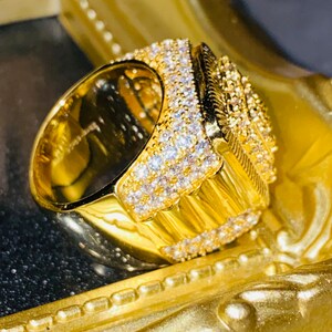 Men's Iced Out Ring 14k Gold 5X Layered Diamond Cz Ring - Etsy