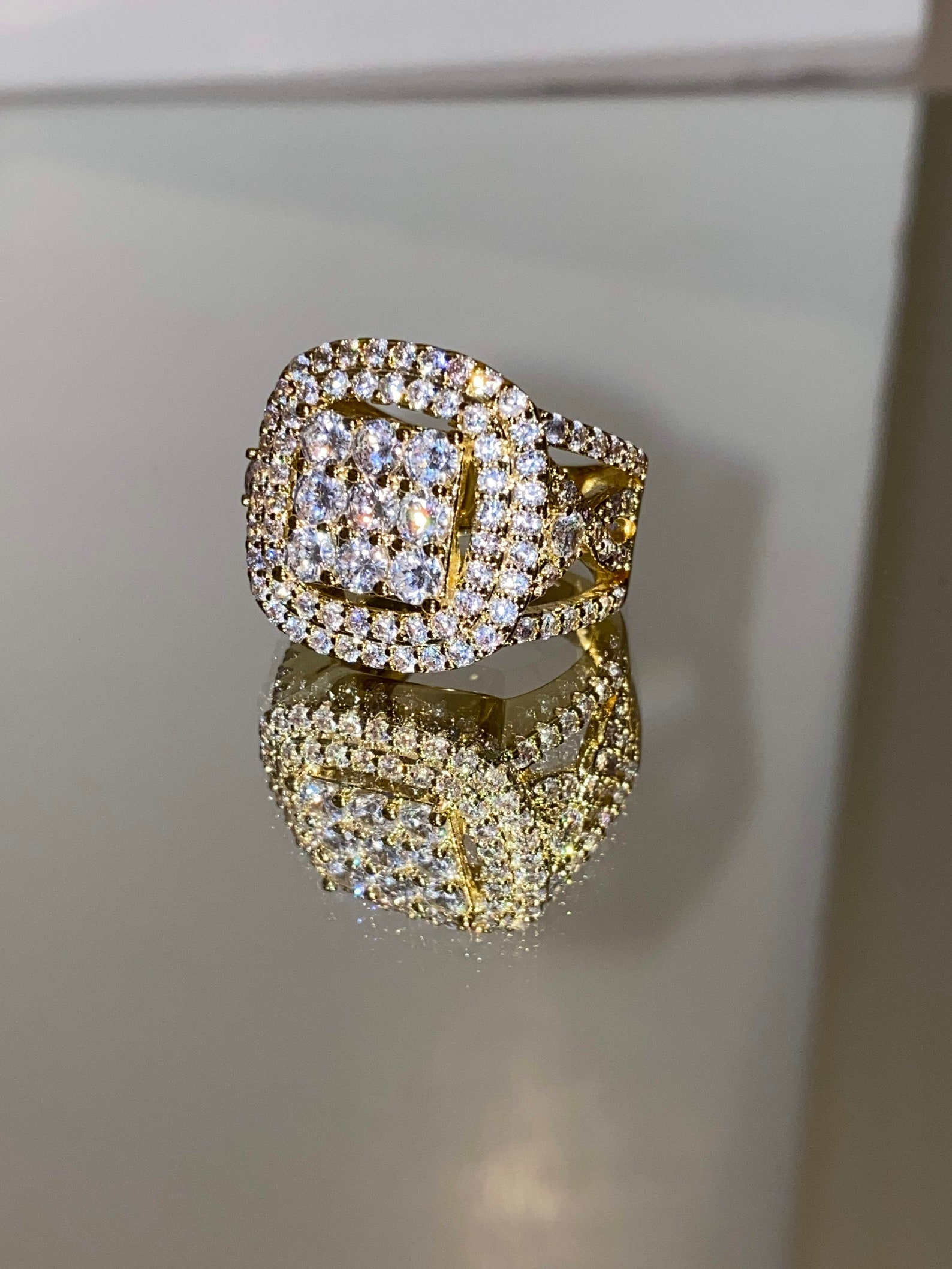 Men's Ice Out Ring 14k Gold 5X Layered Diamond Cz Ring - Etsy