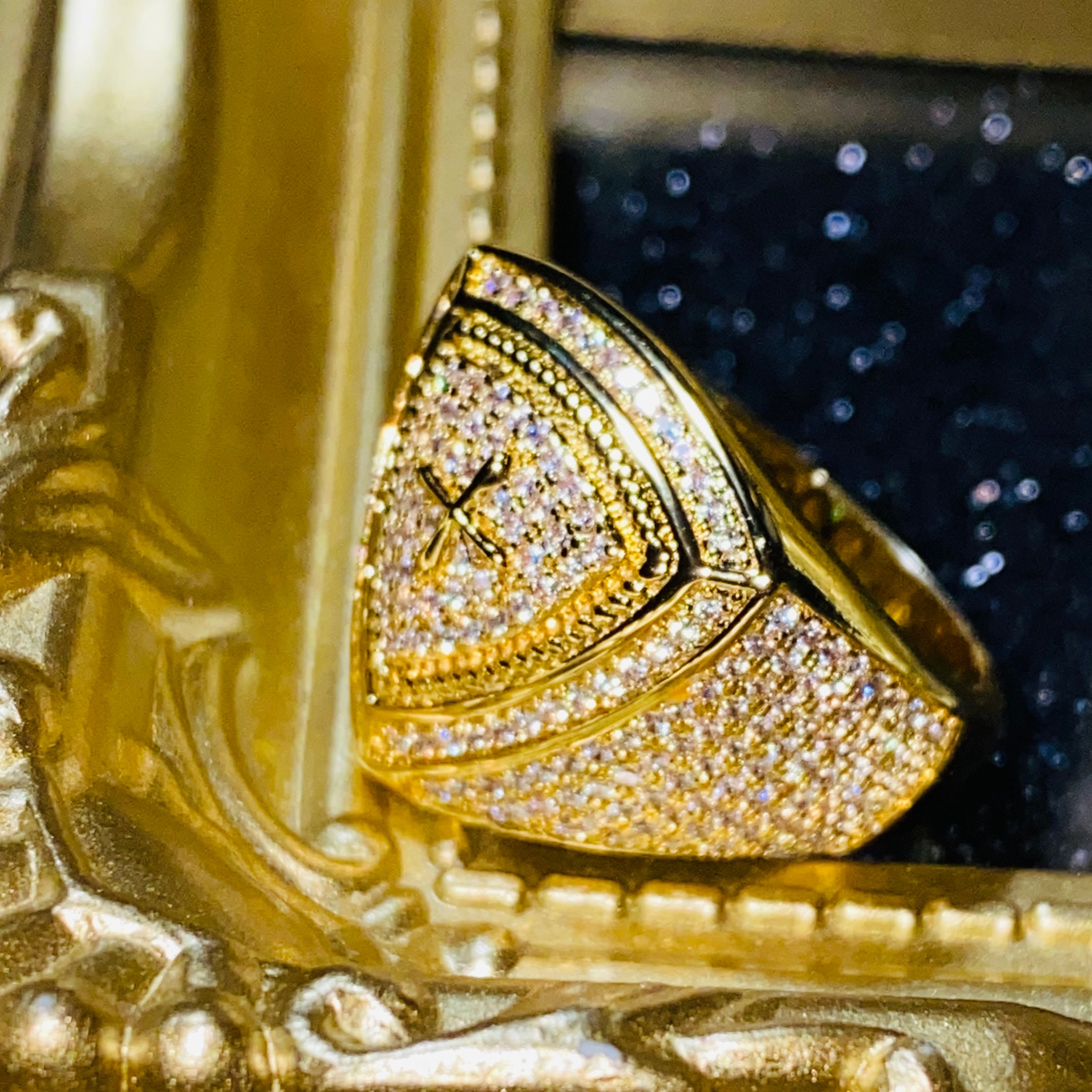 Men's Iced Out Ring 14k Gold 5X Layered Diamond Cz Ring - Etsy