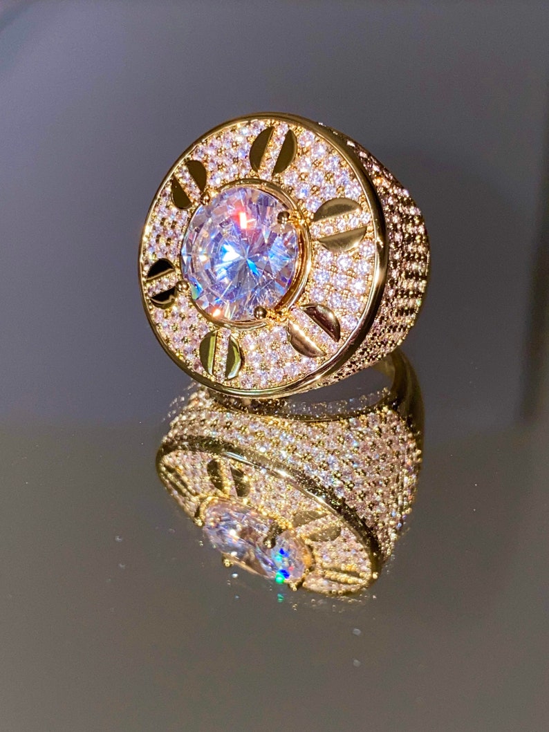 Men's Ice Out Ring 14k Gold 5X Layered Diamond Cz Ring - Etsy Canada