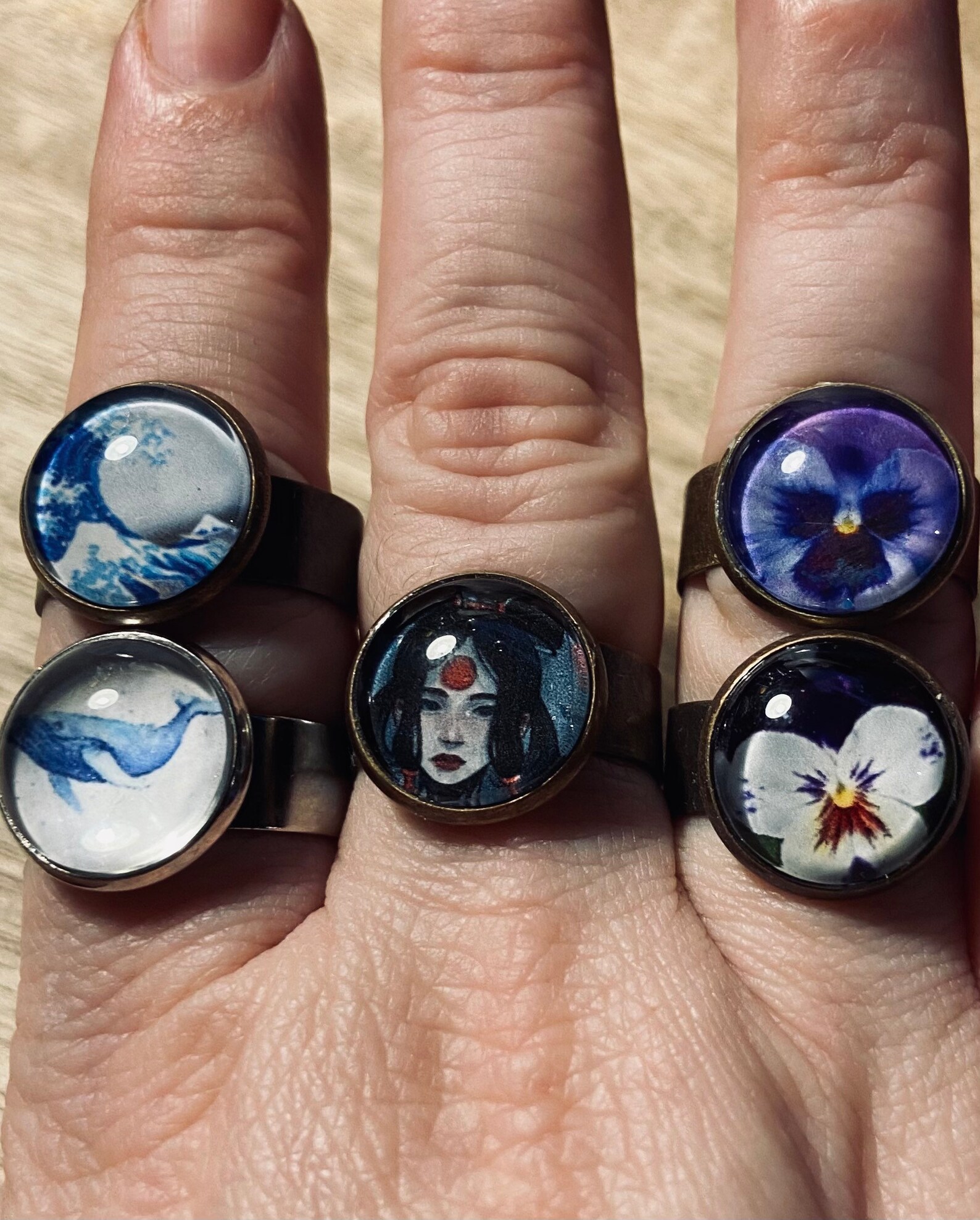 Mini Rings Stainless Still Silver and Bronze Colour Different Subjects ...