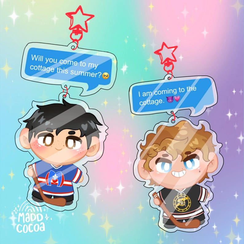 PREORDER | Hollanov Heated Rivalry Cottage Text Linked Acrylic Charms ...