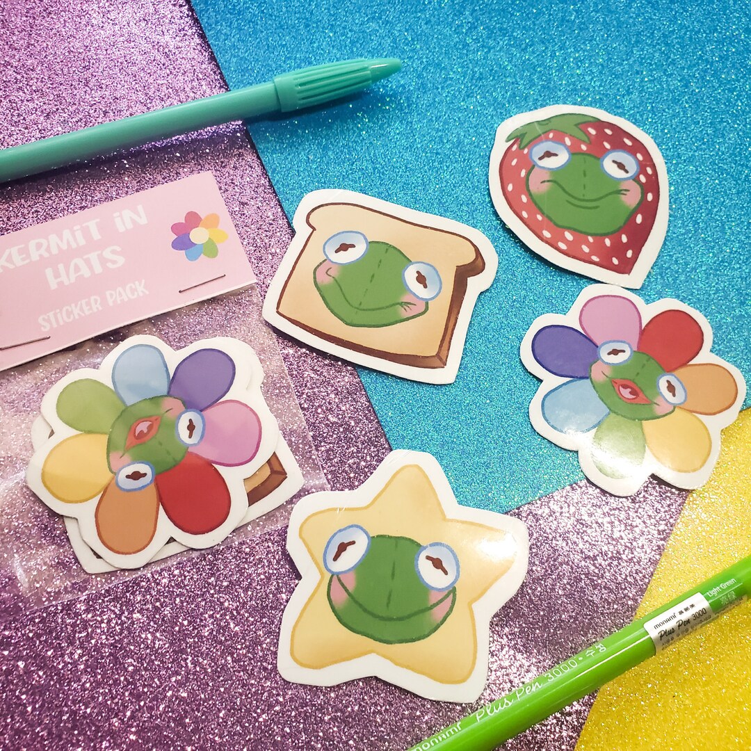 Cute Kermit in Hats Vinyl Stickers Sticker Pack - Etsy