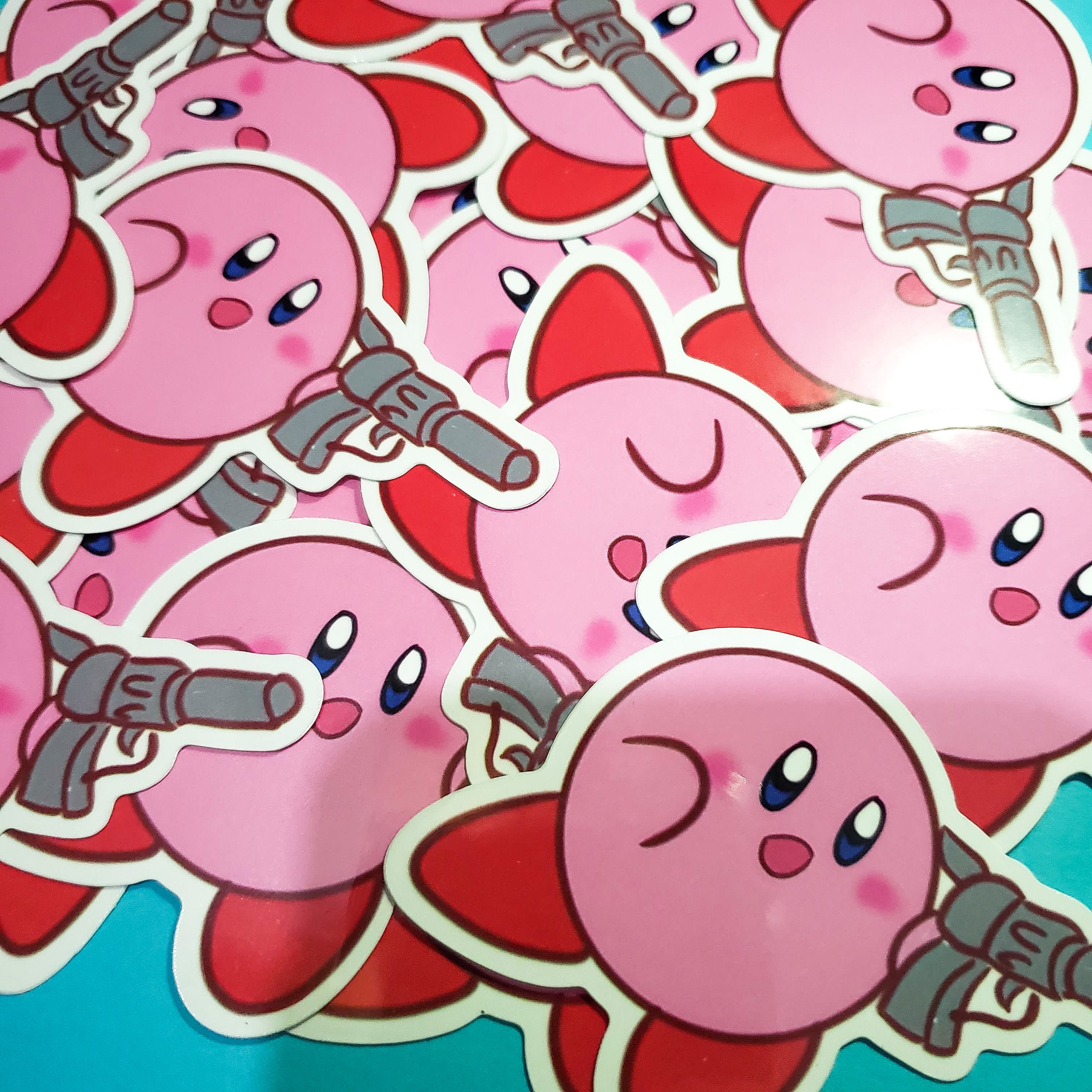 Kirby With a Gun Vinyl Stickers - Etsy UK