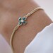 14K Gold & Green Enamel Four-leaf Clover Snake Chain Bracelet, Dainty ...
