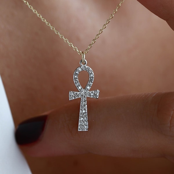 Gold Diamond Ankh Necklace - Etsy
