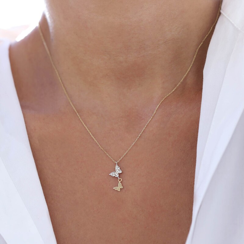 Double Butterfly Necklace - Etsy