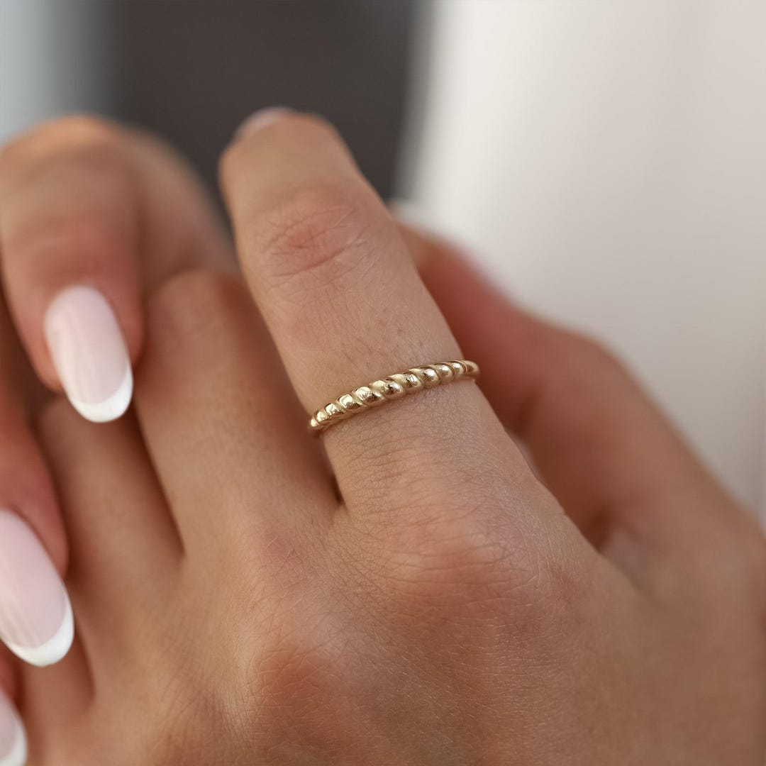 14K Gold Croissant Ring, Thin Gold Ring, Elegant Gold Band, Minimalist ...