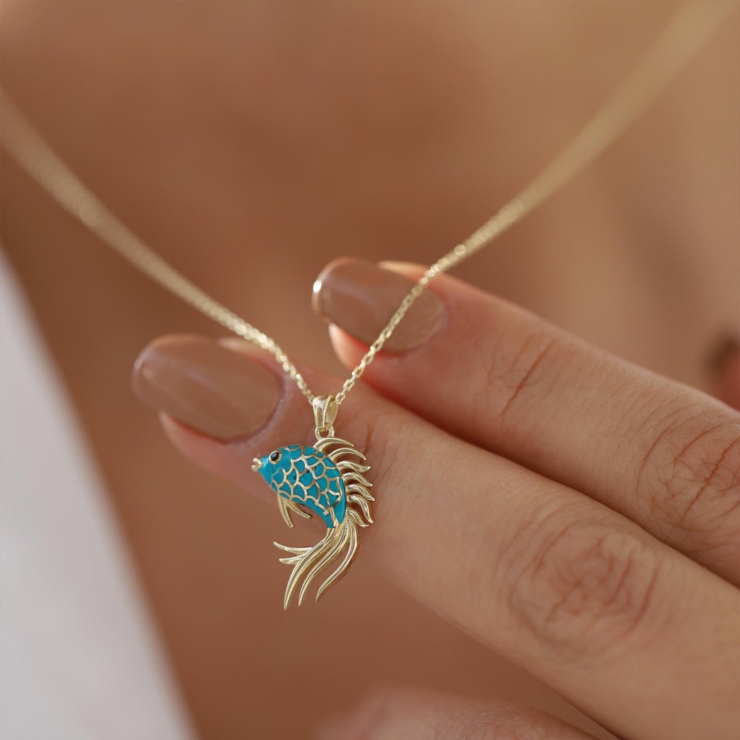 14K Gold Fish Pendant, Koy Necklace, Good Luck, Prosperity ...