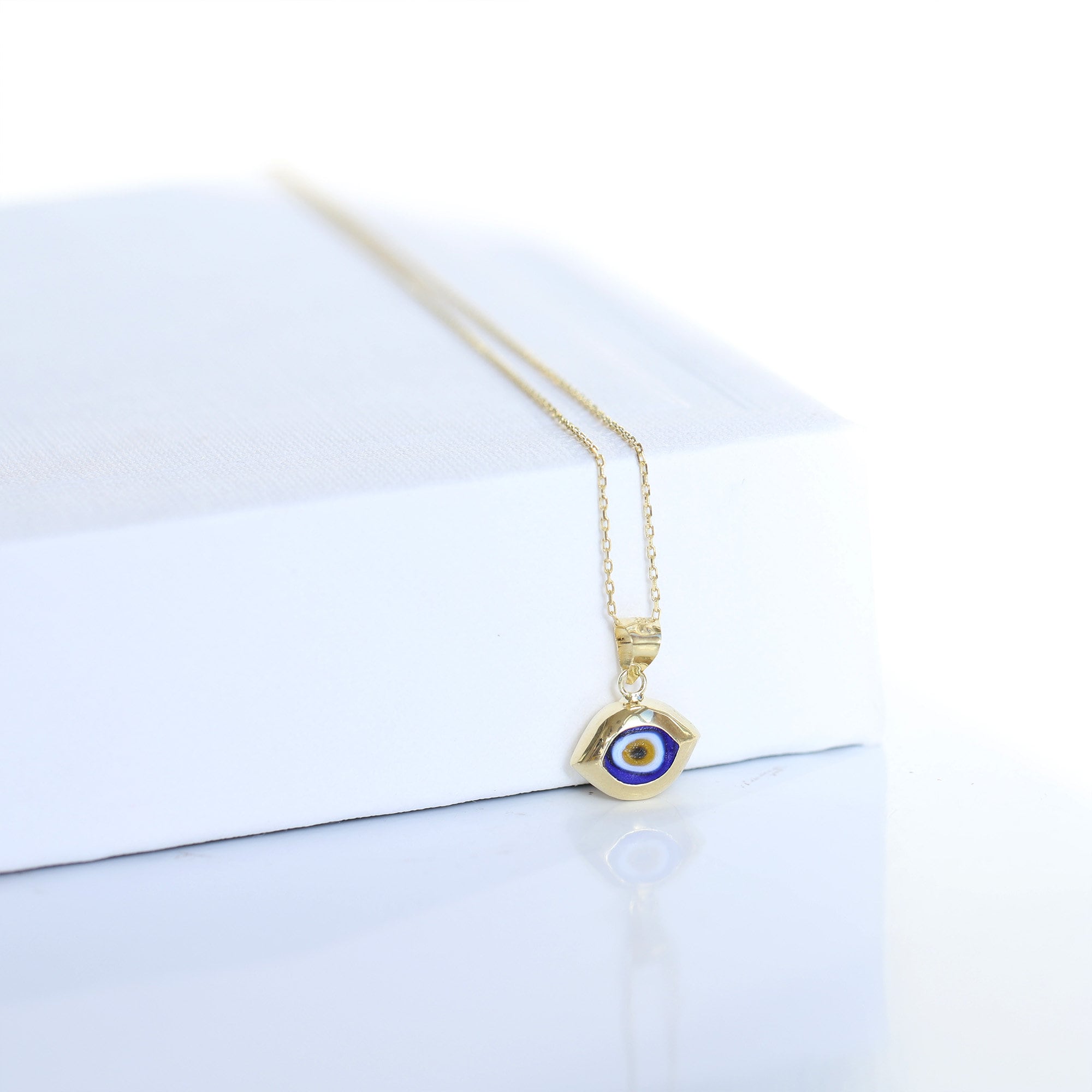 Mini Evil Eye Pendant 14K Real Gold Jewelry Minimalist - Etsy