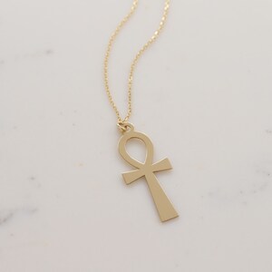 14K Gold Ankh Pendant Necklace, Egyptian Symbol Jewelry - Etsy