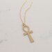 Large Gold Ankh Necklace, 14K Gold Ankh Pendant, Minimalist Jewelry ...