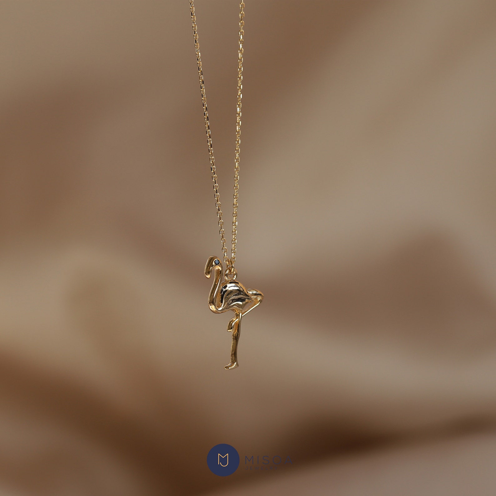 14K Gold Flamingo Pendant Necklace, Animal Lover Gift - Etsy
