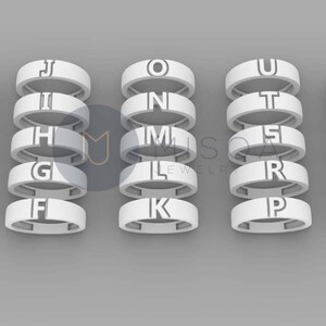 14K Solid Gold Custom Initial Ring Elegant Personalized Couple's ...
