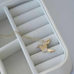 Diamond Origami Bird Necklace, Crane Necklace, Simurgh Pendant, Good ...