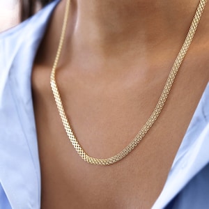 14k Gold Bismarck Chain Necklace,gold 5mm Thin Bismark Chain,elegant ...
