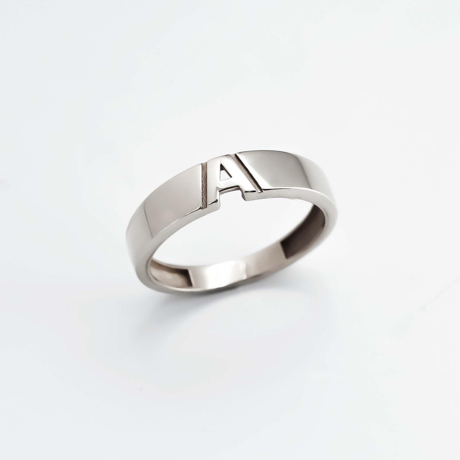 14K Solid Gold Custom Initial Ring Elegant Personalized Couple's ...