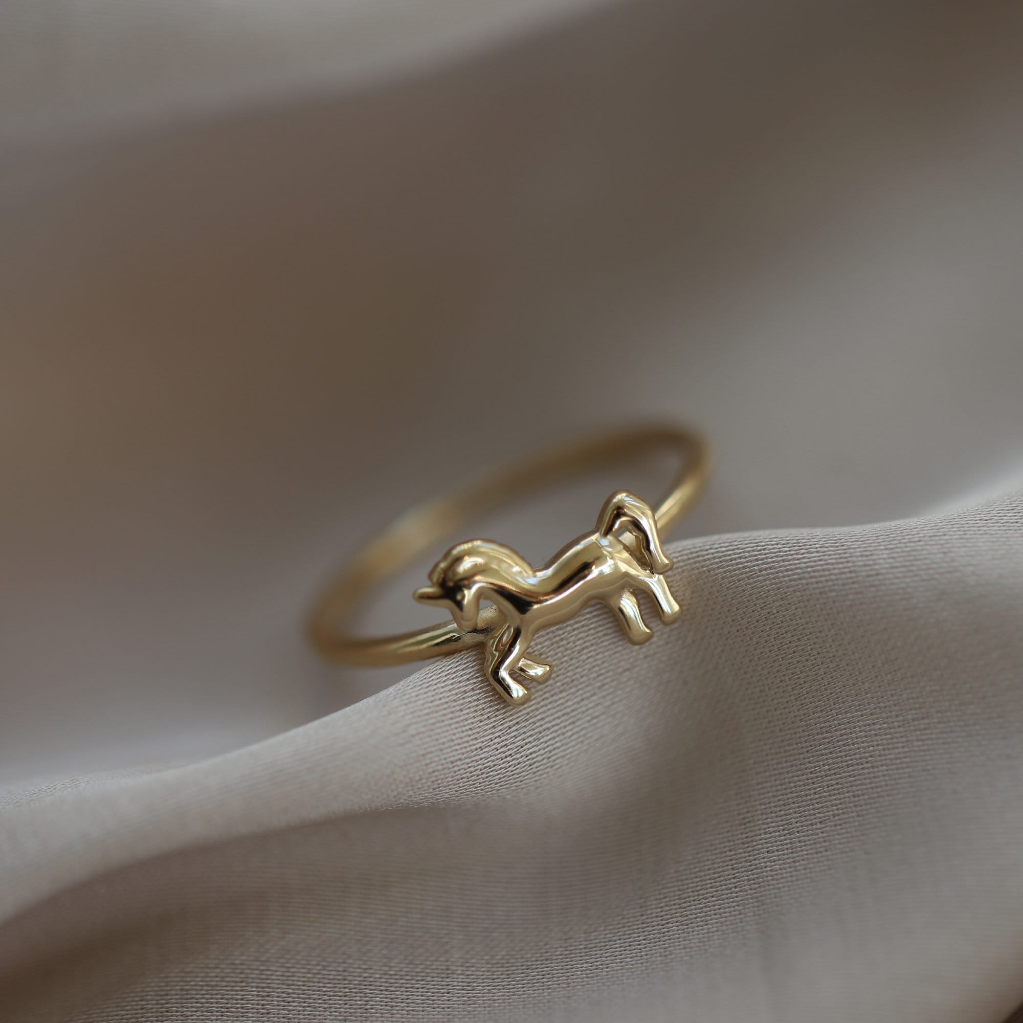 Gold Horse Ring Minimal Stackable Ring Equestrian Everyday | Etsy