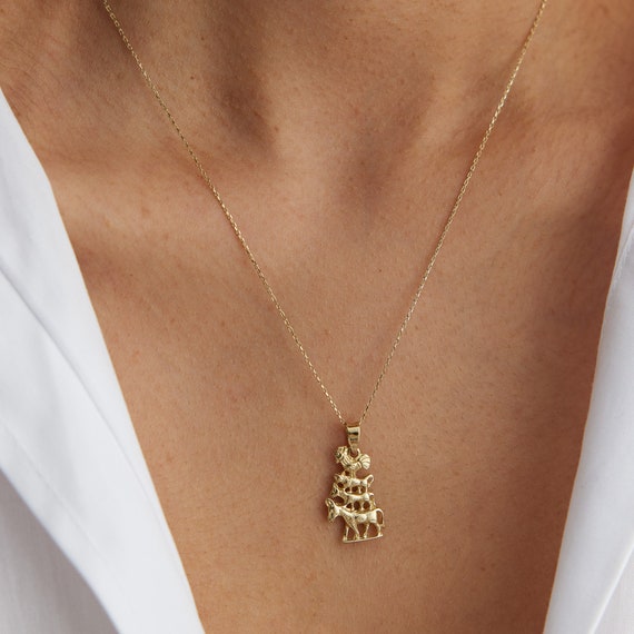 14K Gold Animal Necklace Chain Necklace Gold Chain Animal - Etsy