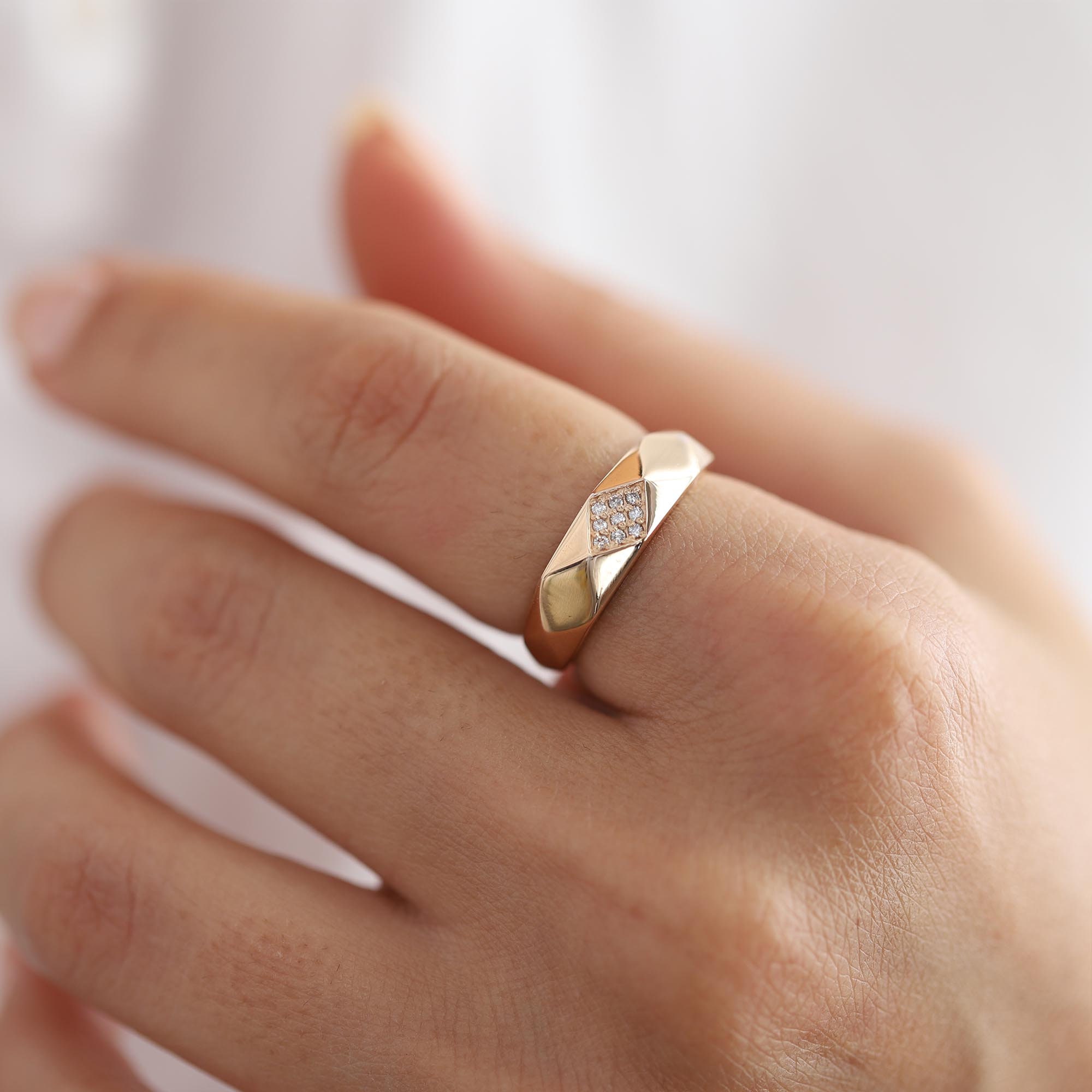 Diamond Prism Ring Argyle Ring 14K Gold Ring Minimalist - Etsy