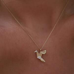 Diamond Origami Bird Necklace, Crane Necklace, Simurgh Pendant, Good ...