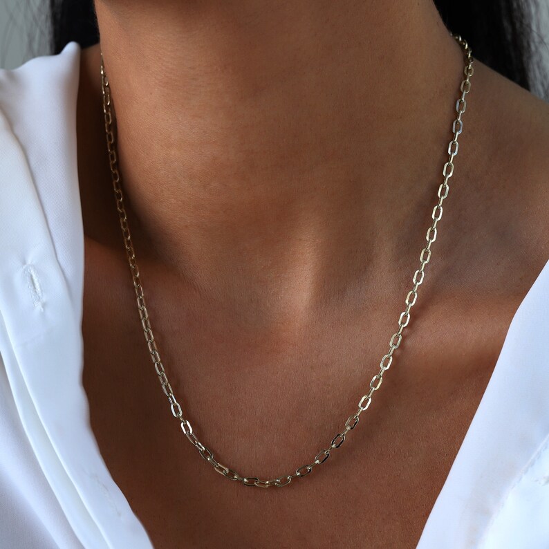 14K Gold Staple Chain Bold Link Chain Paper Clip Necklace - Etsy