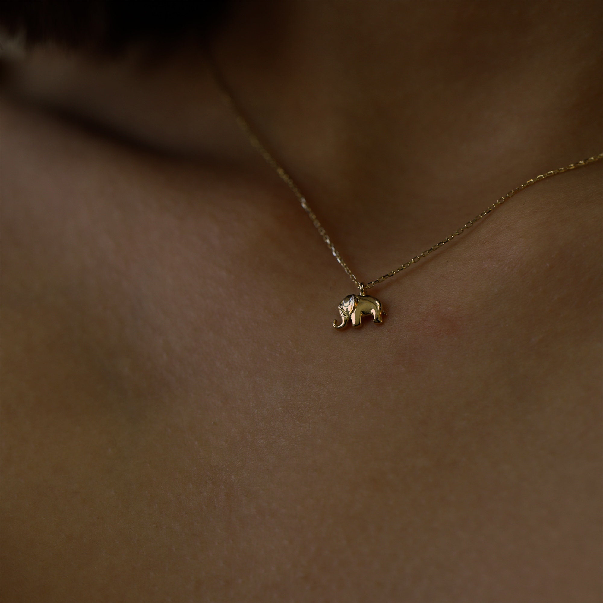 Gold Elephant Necklace Good Luck Charm Gift for Her Dainty - Etsy