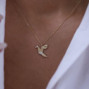 Diamond Origami Bird Necklace, Crane Necklace, Simurgh Pendant, Good ...