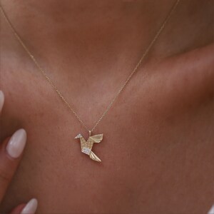 Diamond Origami Bird Necklace, Crane Necklace, Simurgh Pendant, Good ...