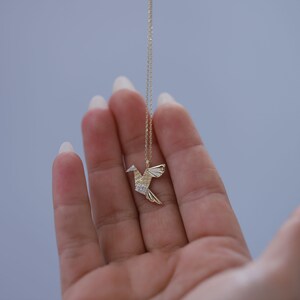 Diamond Origami Bird Necklace, Crane Necklace, Simurgh Pendant, Good ...