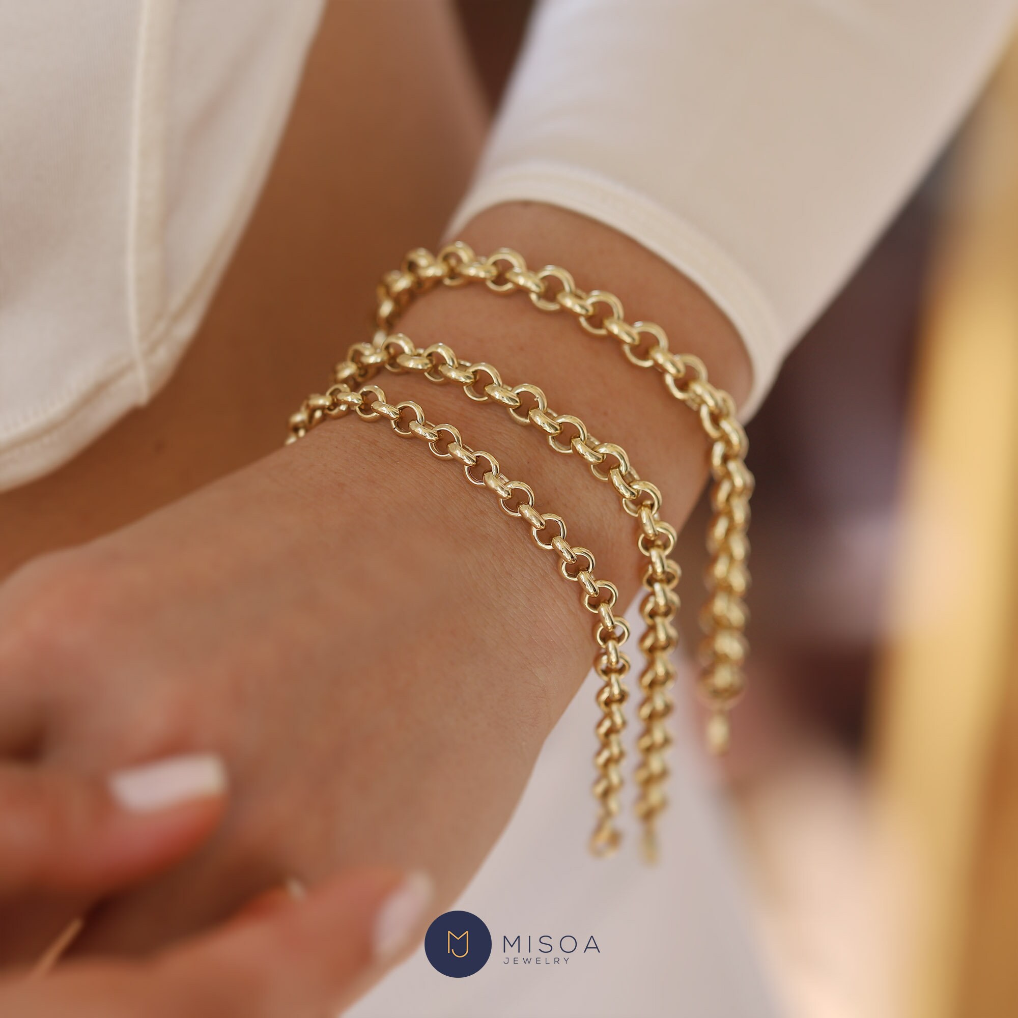 14K Gold Rolo Chain Bracelet Minimalist Fine Jewelry Gift | Etsy